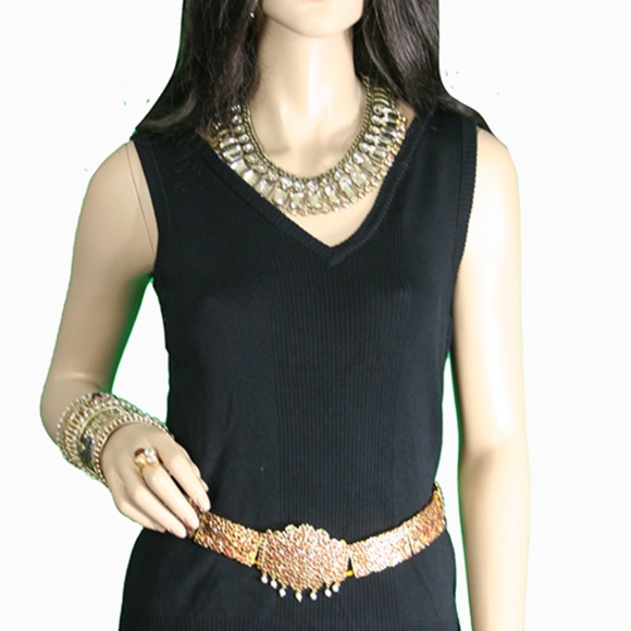 Accessories | Rare Red And Green Stone Gold Tone Statement Belt | Poshmark